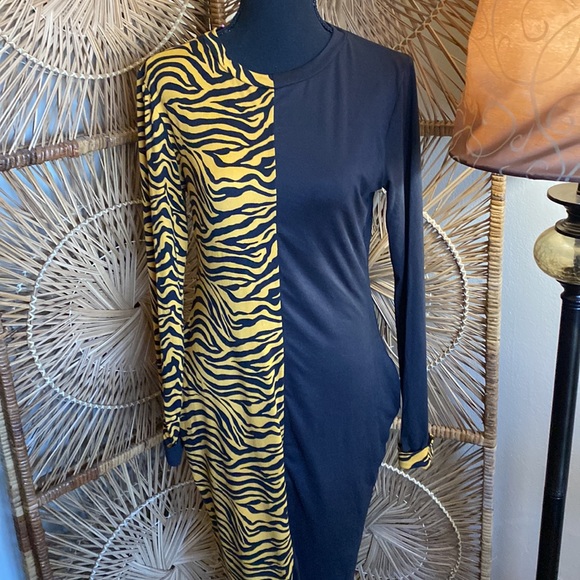 WinWin | Dresses | Mustard Yellow And Black Zebra Print Maxi Dress ...